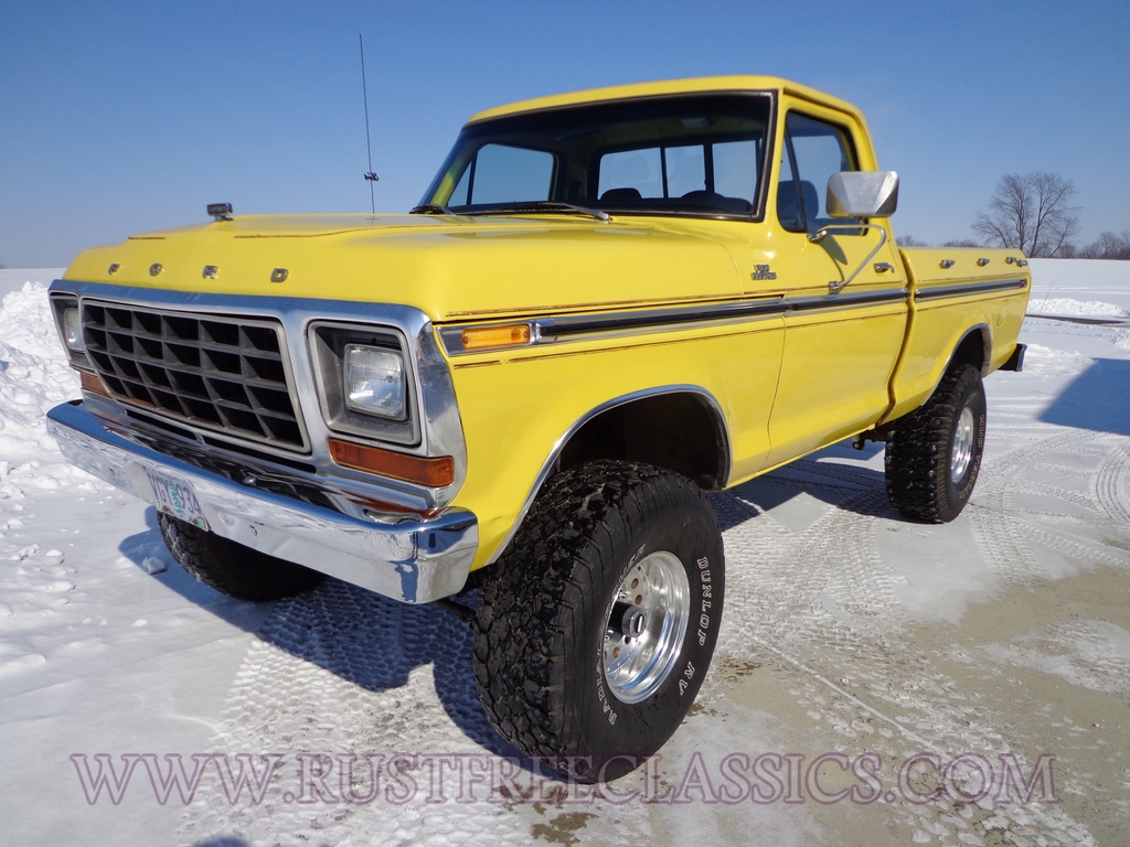 1979 F150 4x4 SWB short bed Explorer trim mild lift yellow